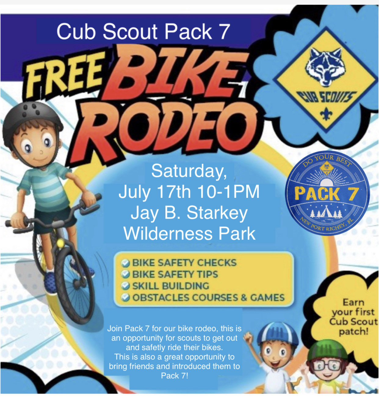 Pack 7 Bike Rodeo - Cub Scout Pack 7Cub Scout Pack 7 | New Port Richey ...